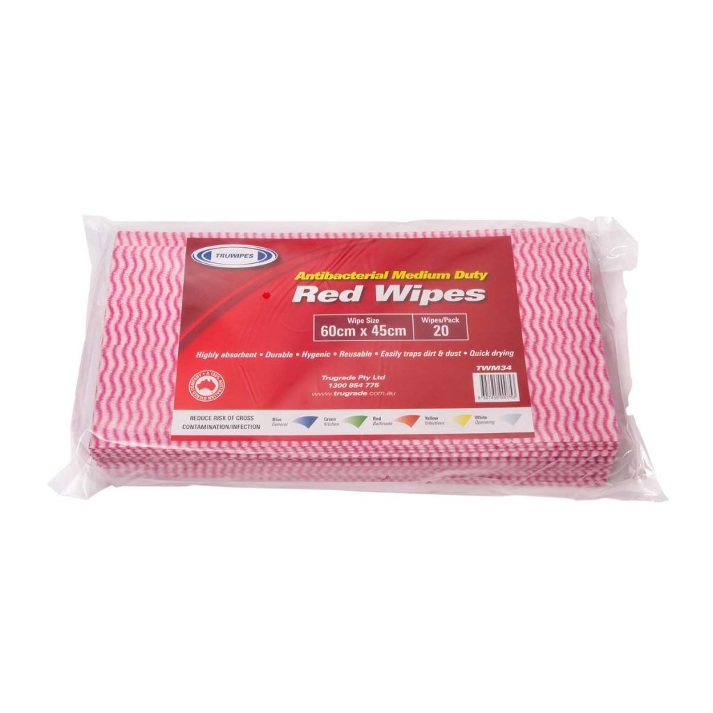 Anti Bacterial Red Wipes 60cm x 45cm – Trugrade